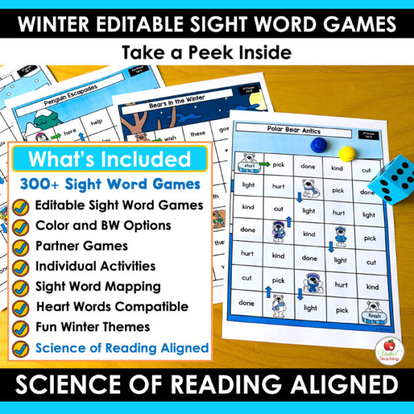 Winter Editable Sight Word Games Bundle - United Teaching