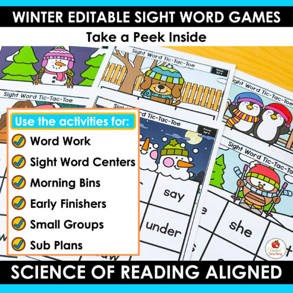 Winter Editable Sight Word Games Bundle - United Teaching