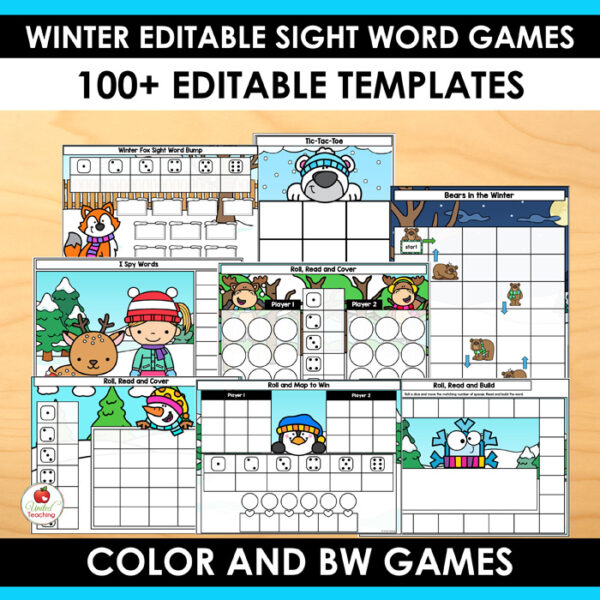 Winter Editable Sight Word Games Bundle - United Teaching
