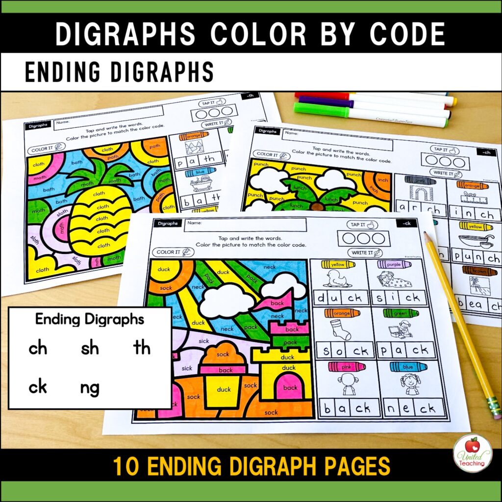 Phonics Color by Code Summer Worksheets Bundle - United Teaching