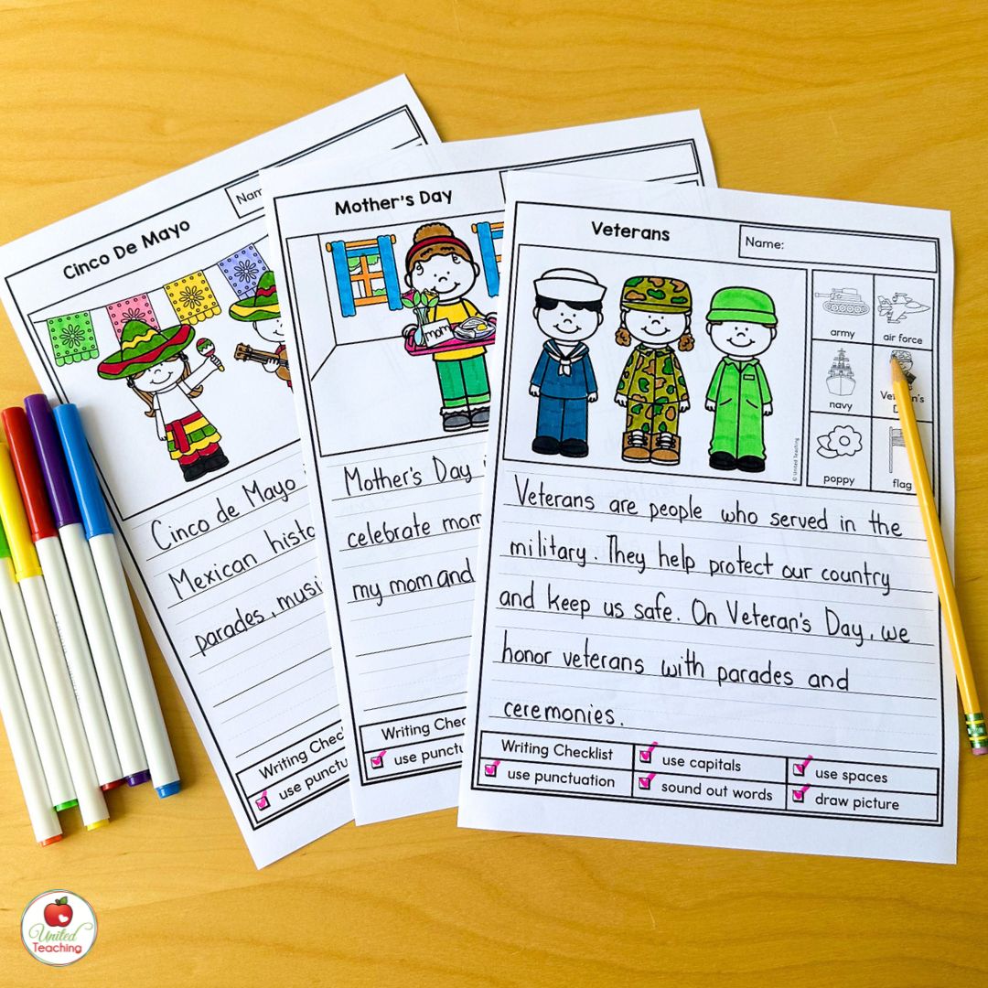 Easy May Writing Prompts to Inspire Kindergarten Writers - United Teaching