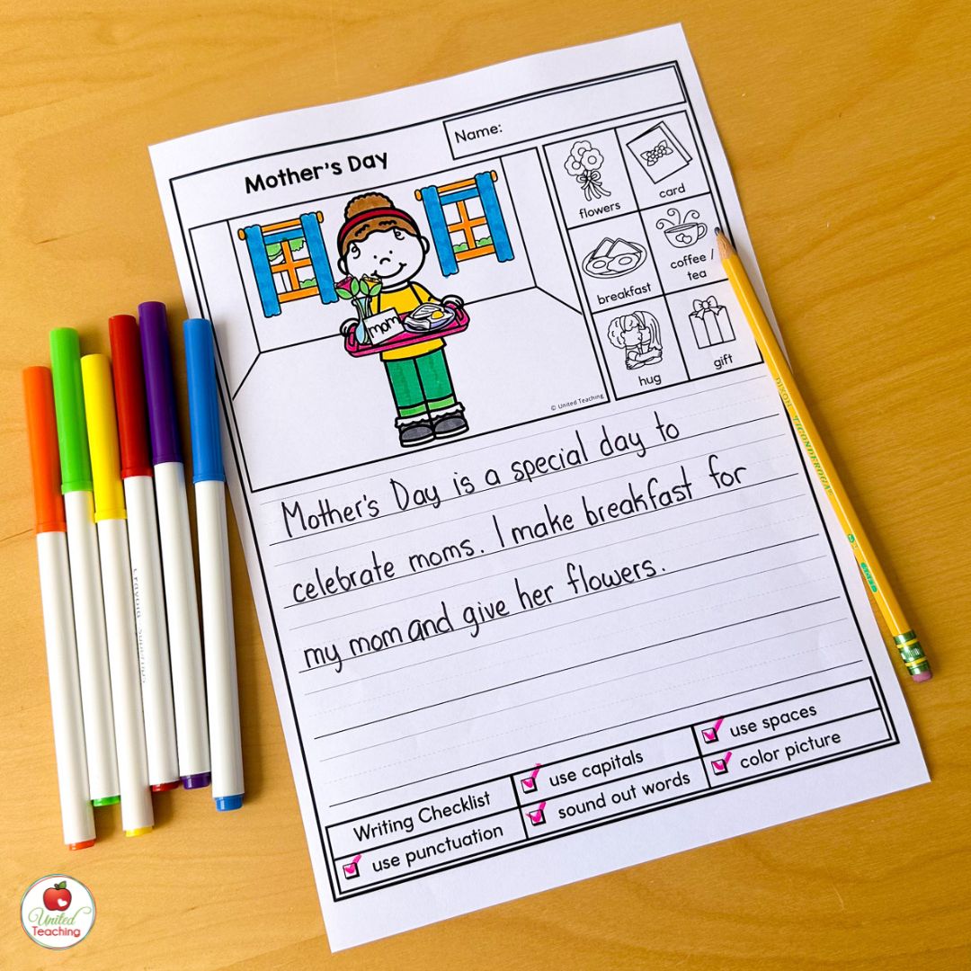 Easy May Writing Prompts to Inspire Kindergarten Writers - United Teaching