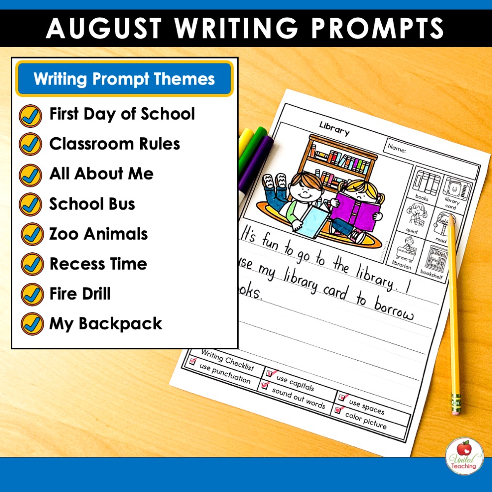 August Writing Prompts Packet - United Teaching