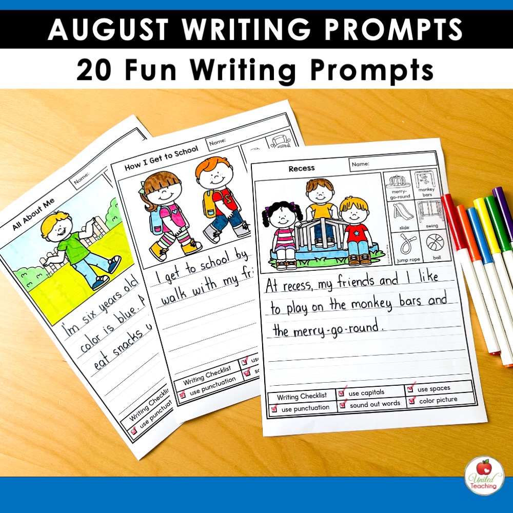 August Writing Prompts Packet - United Teaching