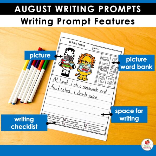 August Writing Prompts Packet - United Teaching