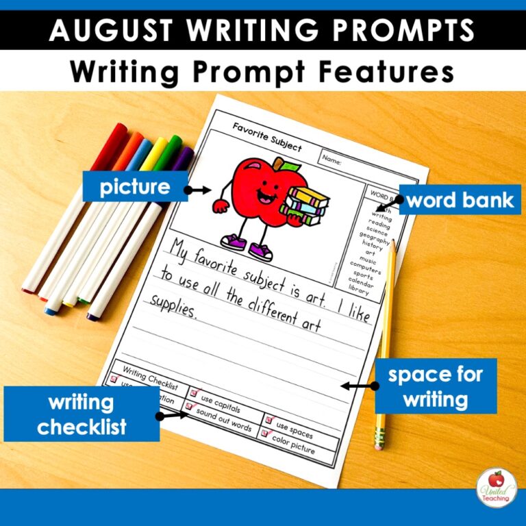 August Writing Prompts Packet - United Teaching