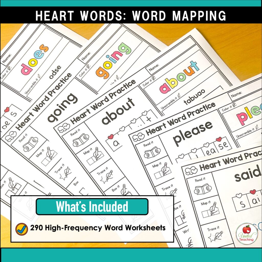 Heart Words Word Mapping Bundle - United Teaching