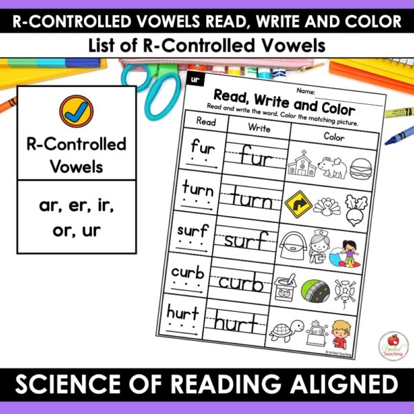 R-Controlled Vowels Read Write and Color Packet - United Teaching