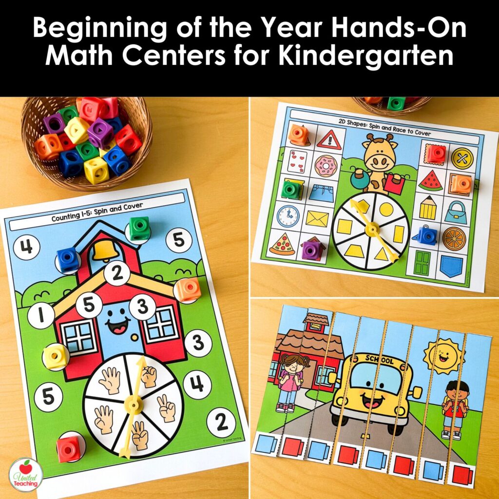 Beginning of the Year Hands-On Math Centers for Kindergarten - United ...