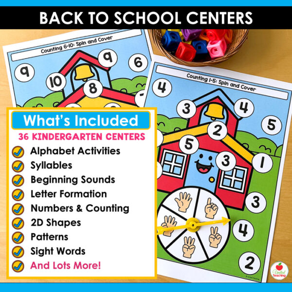Back to School Math and Literacy Kindergarten Centers - United Teaching
