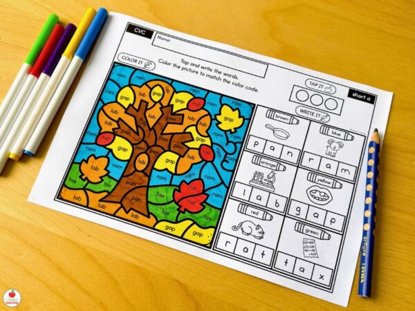 Science of Reading Aligned Phonics Color by Code Fall Worksheets ...