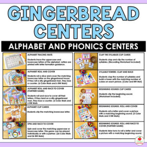 Gingerbread Math and Literacy Centers for Kindergarten - United Teaching