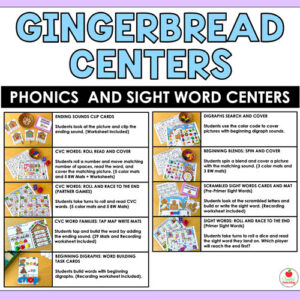 Gingerbread Math and Literacy Centers for Kindergarten - United Teaching