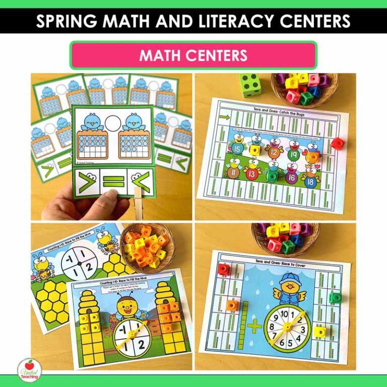 Spring Math and Literacy Centers for Kindergarten - United Teaching